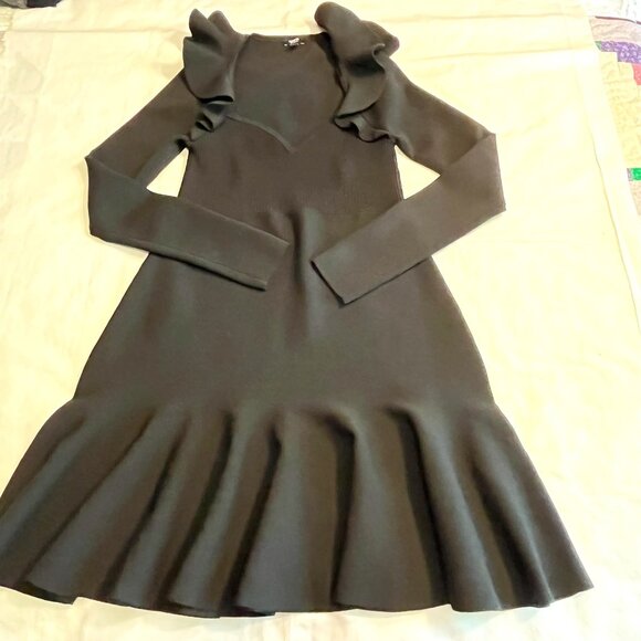 Express | Dresses | Womens Express Black Dress With Ruffles Small ...